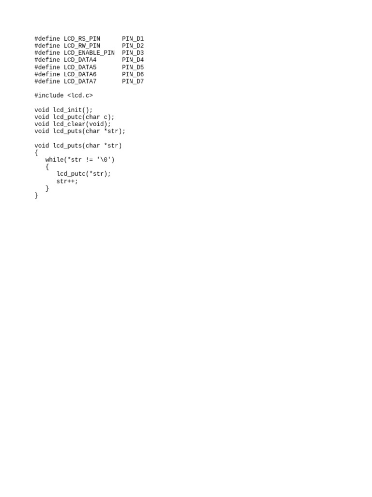 LCD Display Control Code in C | PDF