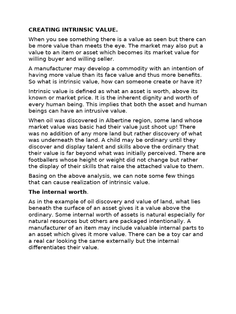 Creating Intrinsic Value | PDF | Value (Economics) | Market (Economics)