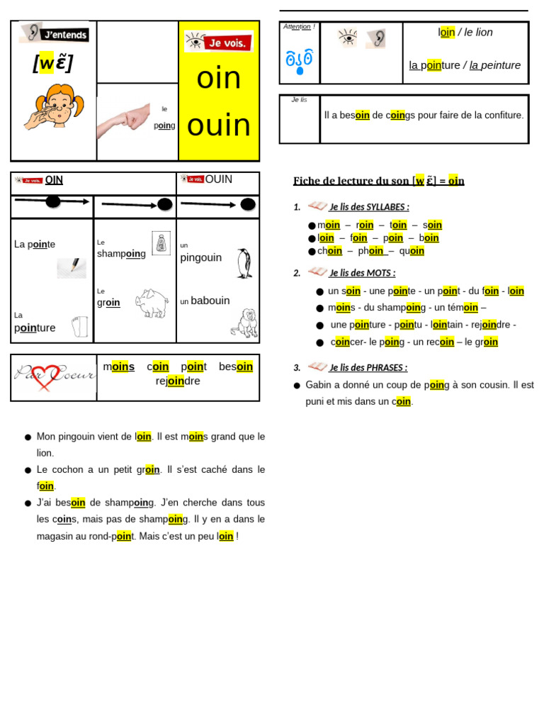 Lecture et sons : OIN et OUIN | PDF