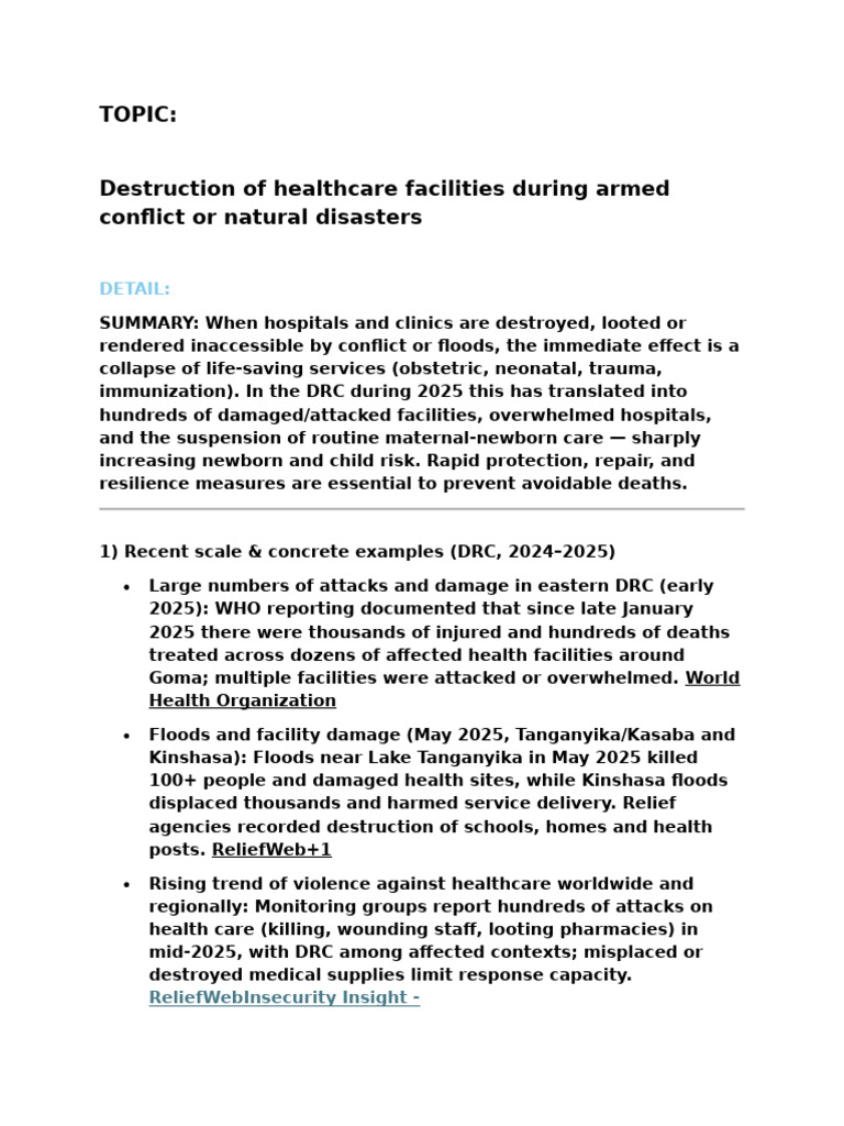 3-Destruction of Healthcare Facilities During Armed Conflict or Natural ...