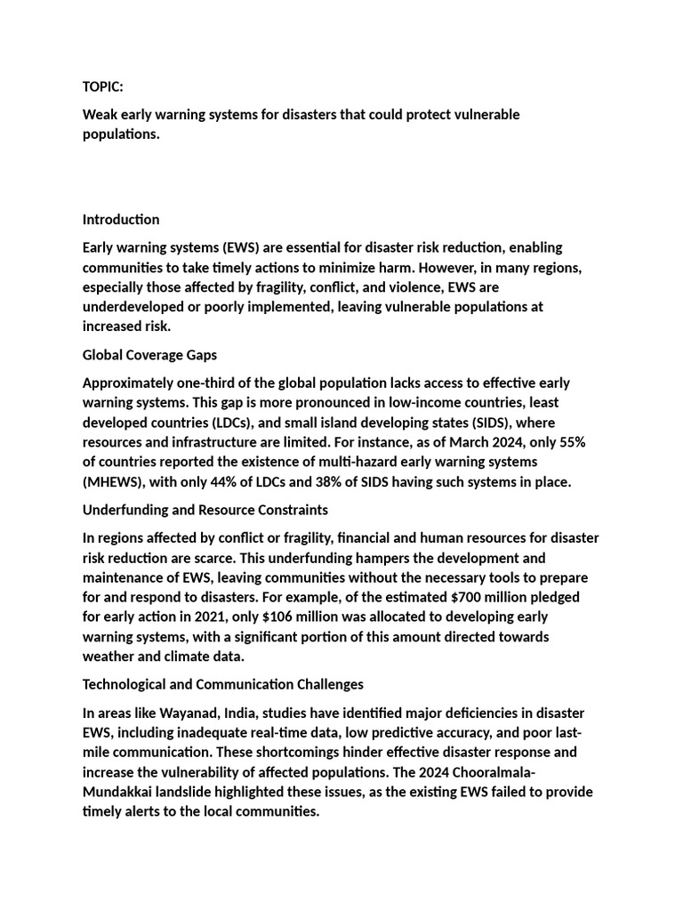 17-Weak Early Warning Systems For Disasters. | PDF | Democratic ...