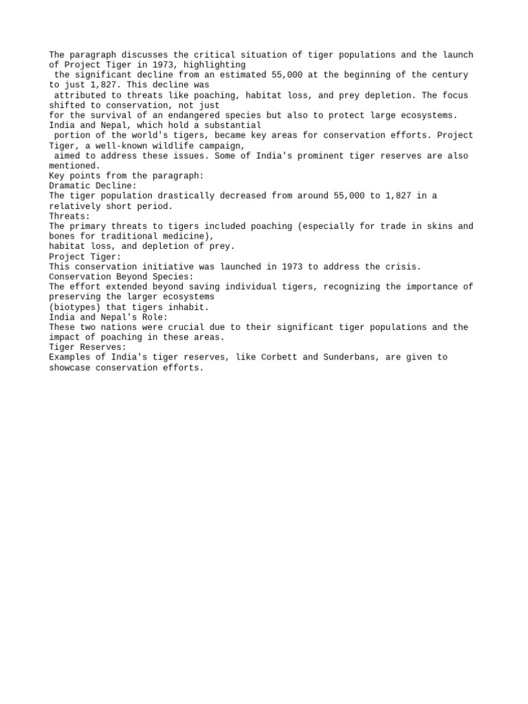 Project Tiger | PDF