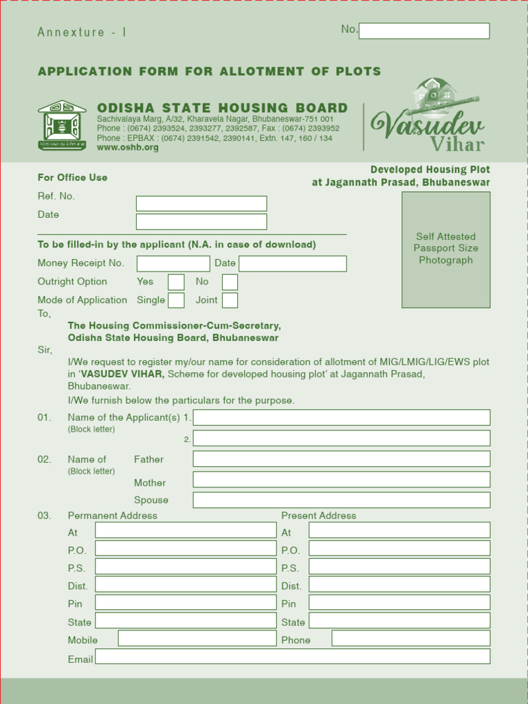Odisha Housing Plot Application Form | PDF | Notary Public