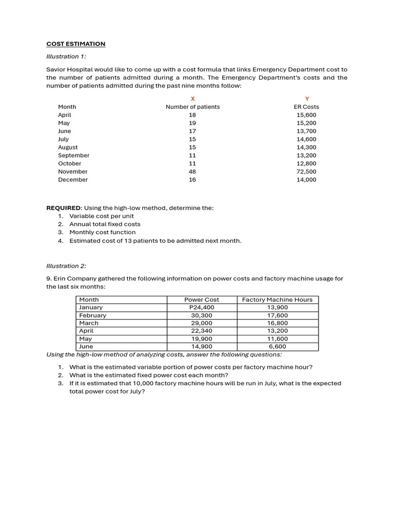 Cost Estimation Using High-Low Method | PDF