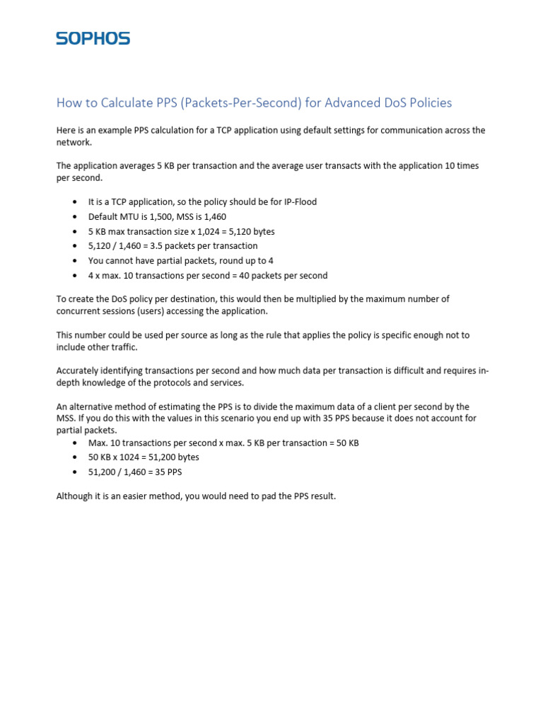 FW2520 PPS Calculation Example | PDF