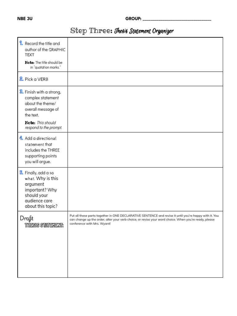 3.1 - Thesis Statement Organizer | PDF