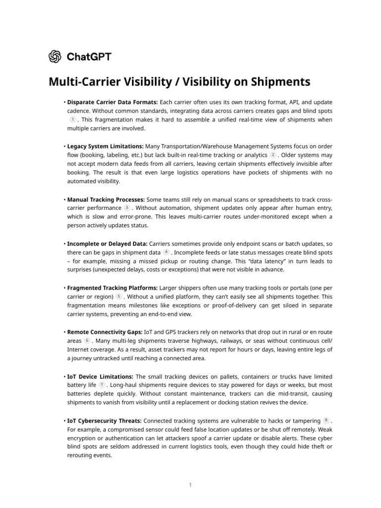 Multi-Carrier Shipment Visibility Challenges | PDF | Cargo | Logistics