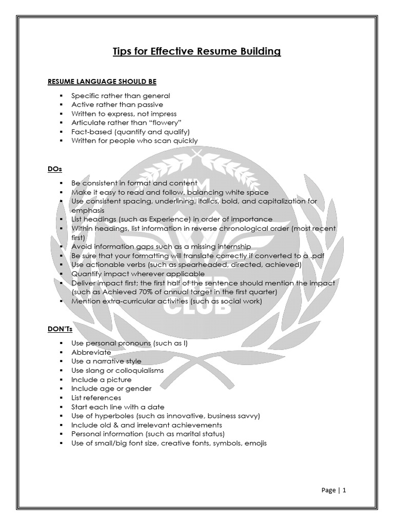 Effective Resume Building Tips | PDF