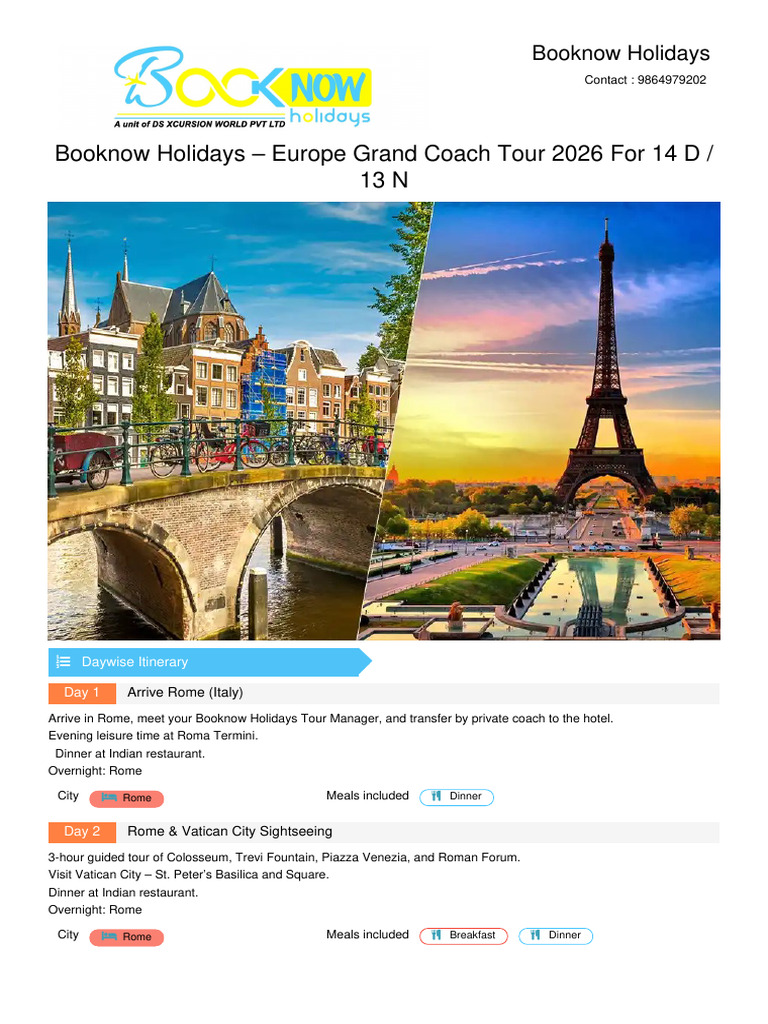 Europe Group Tour | PDF | Rome | Milan