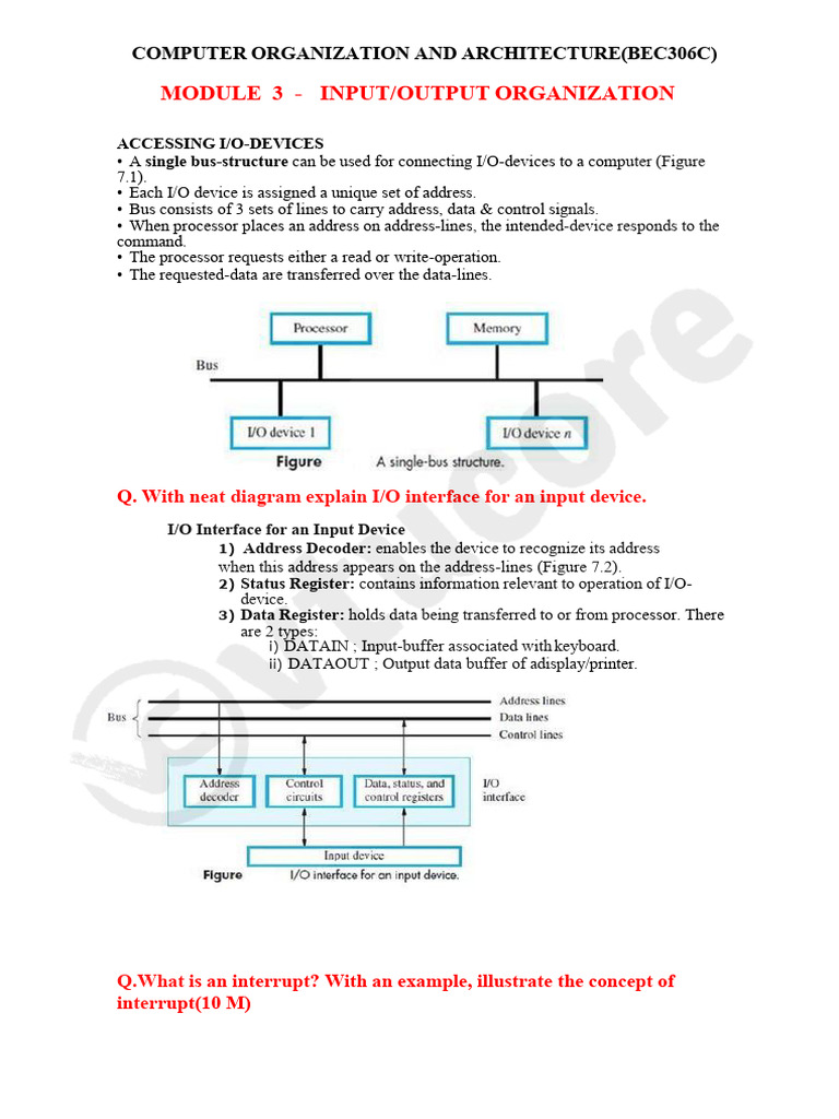 Module 3 Watermark | PDF | Input/Output | Central Processing Unit
