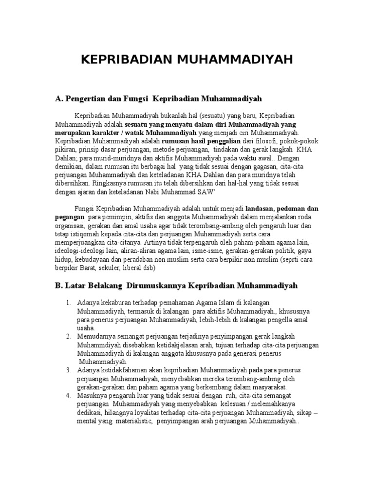 Kepribadian Muhammadiyah | PDF