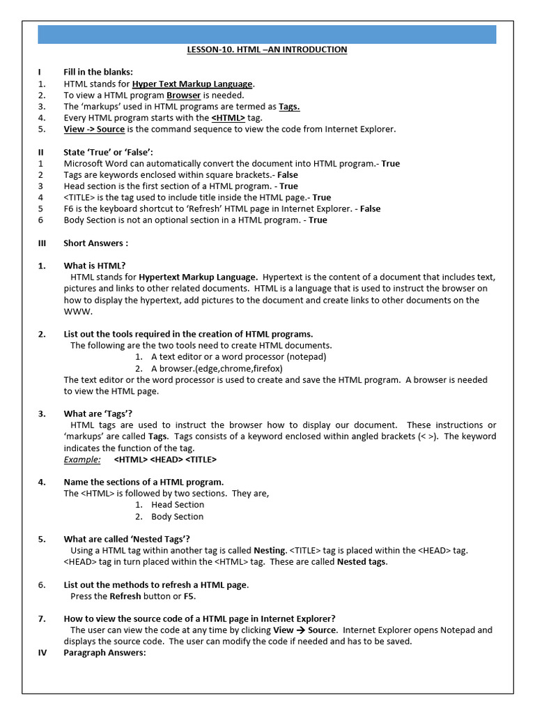 2nd Term - 7th Computer | PDF | Html | Html Element