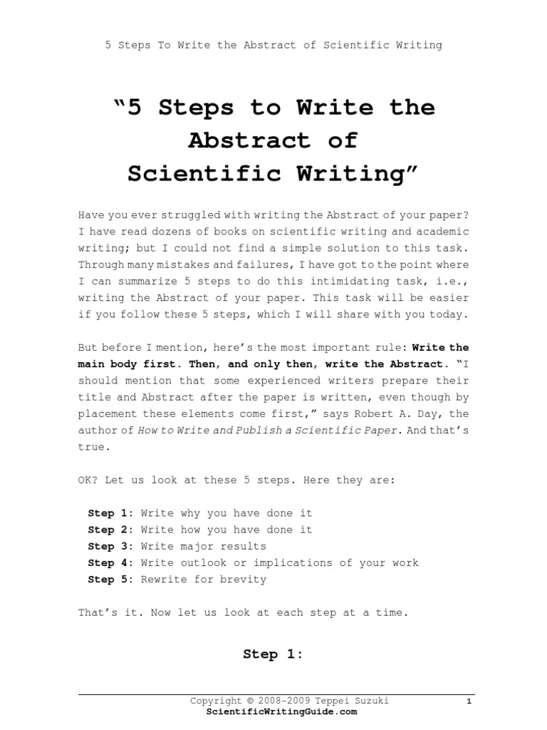 5 Steps To Write The Abstract of Scientific Writing | PDF | Abstract ...