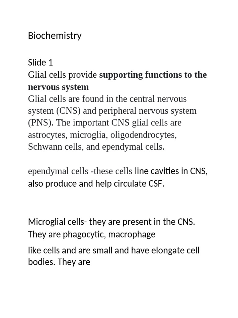 Biochemistry presentation word | PDF | Central Nervous System | Astrocyte