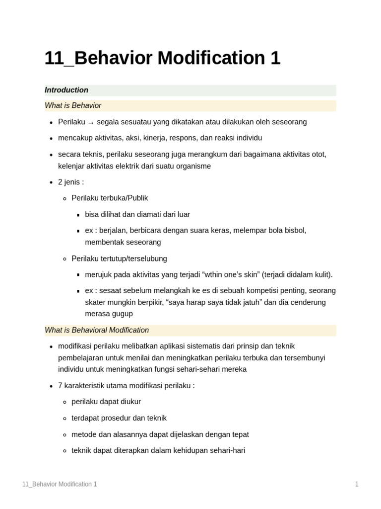 11 Behavior Modification 1 | PDF