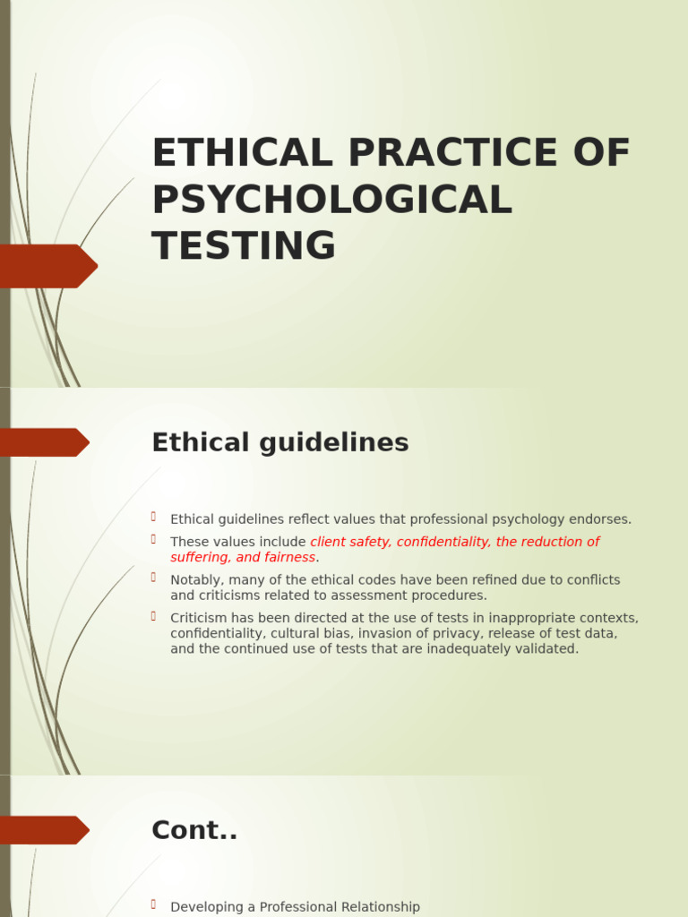 Lecture 4 - Ethical Practice in Testing | PDF | Clinical Psychology ...