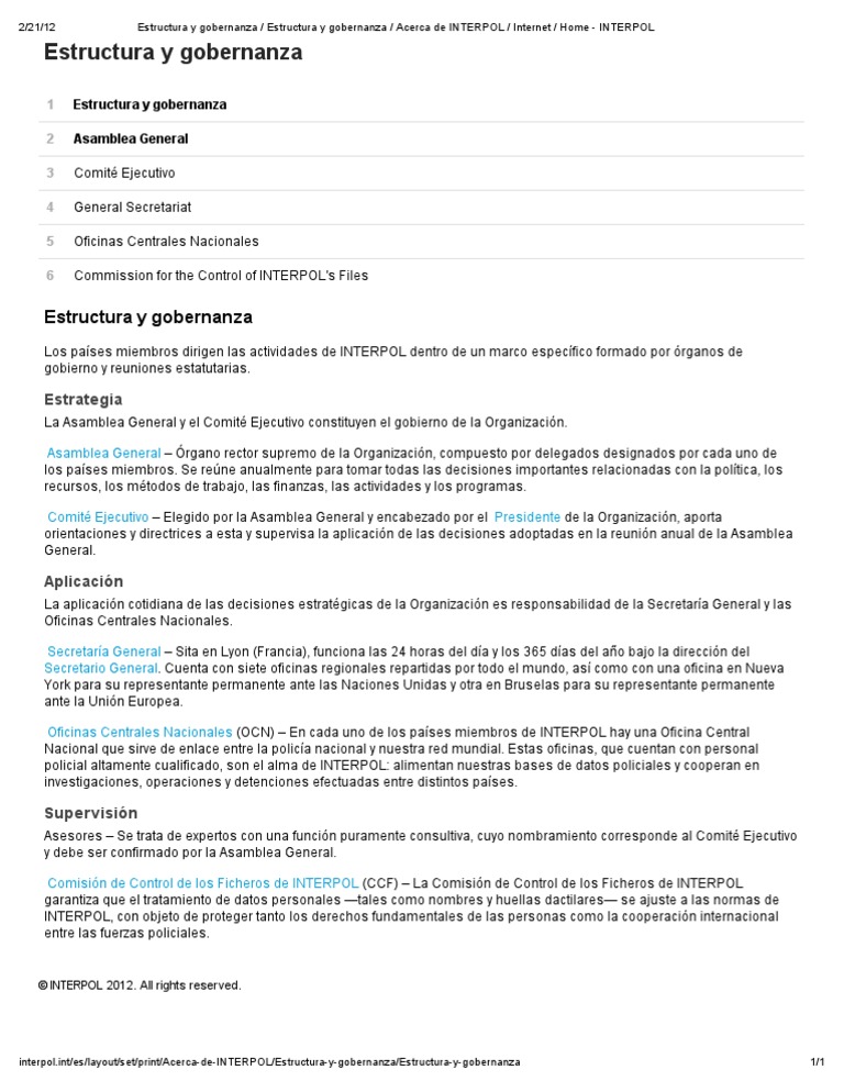 Estructura del Comité Ejecutivo de INTERPOL | PDF | Gobierno | Esfera ...