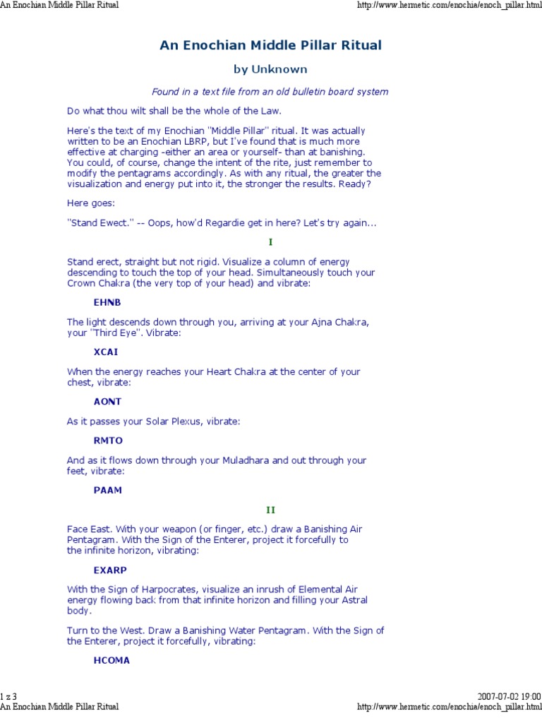 Unknown - Enochian Middle Pillar Ritual | PDF