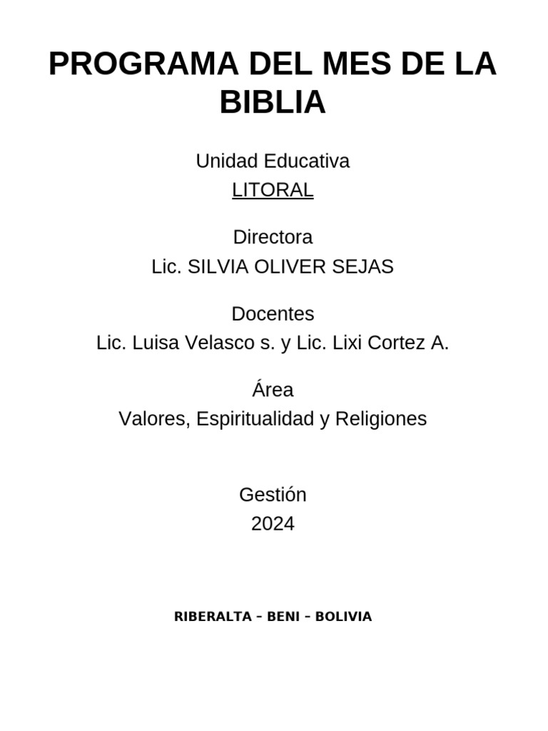Programa del Mes de la Biblia 2024 | PDF | Biblia | Jerome