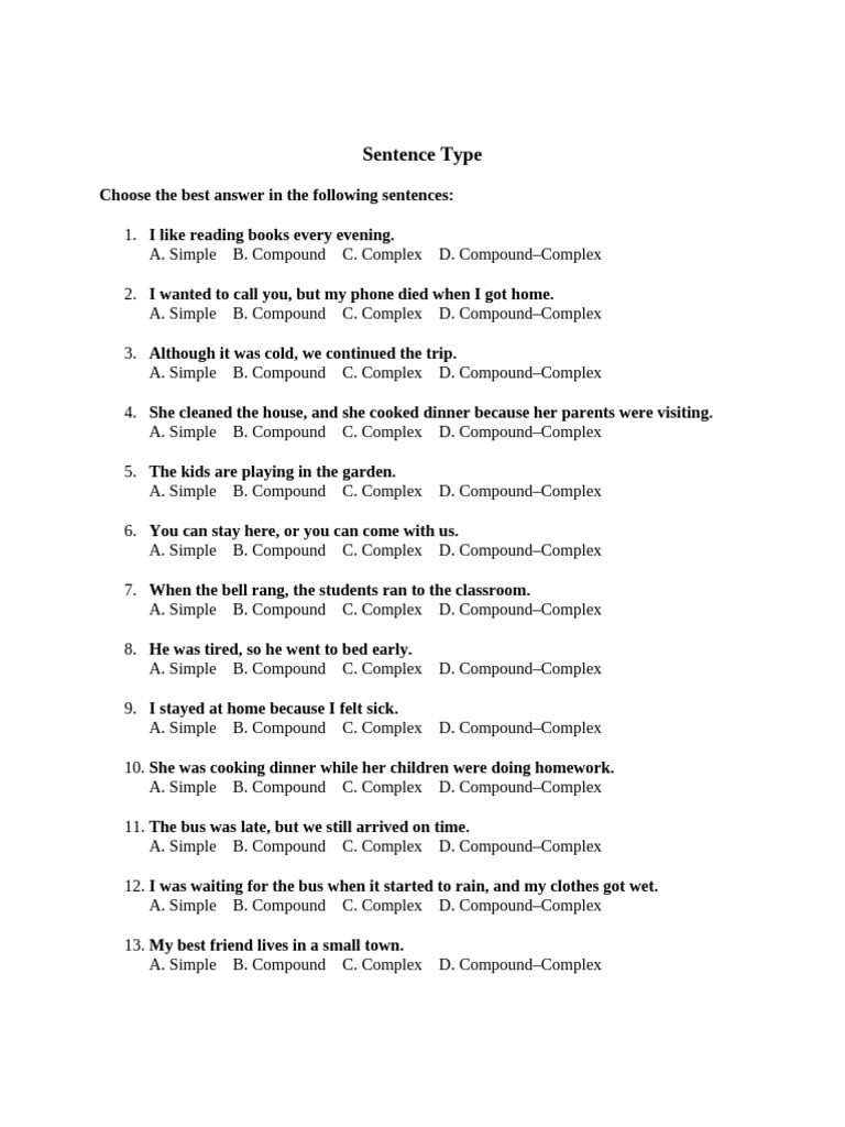 Sentence Type Quiz: Identify Structures | PDF