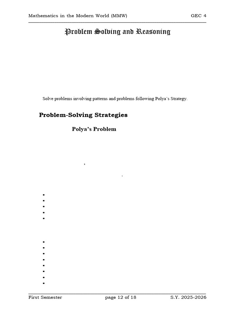 Polya's Four-Step Problem-Solving Guide | PDF | Decimal | Mathematics