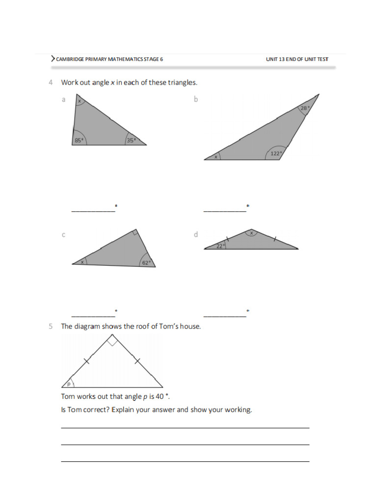 Angles in Rectangle and Triangles Worksheet | PDF