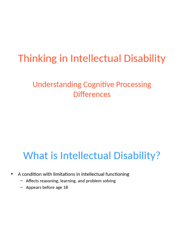 Understanding Intellectual Disability Processing | PDF