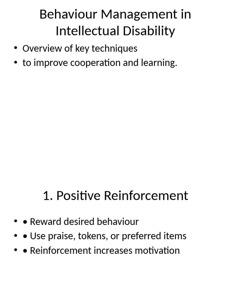 Behaviour Management Intellectual Disability | PDF
