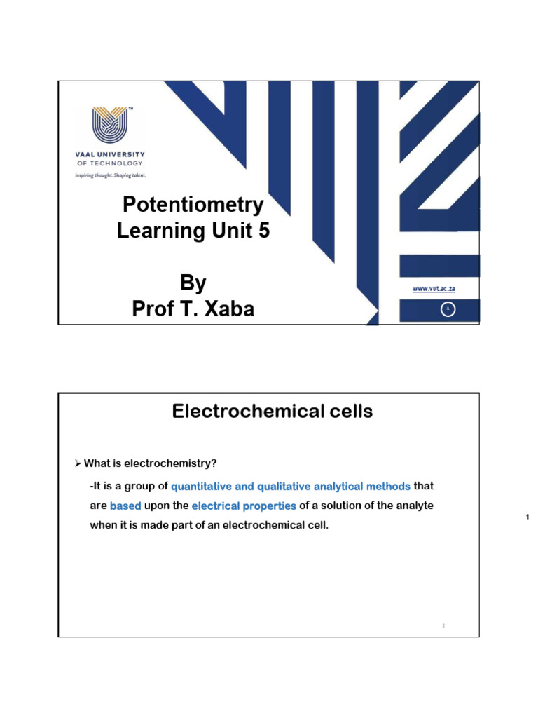 Learning Unit 5 Potentiometry | PDF | Electrochemistry | Electricity