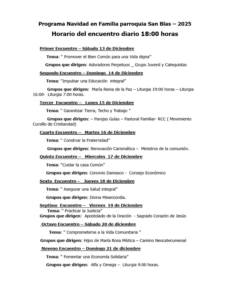 Programa Navidad en Familia 2025 | PDF