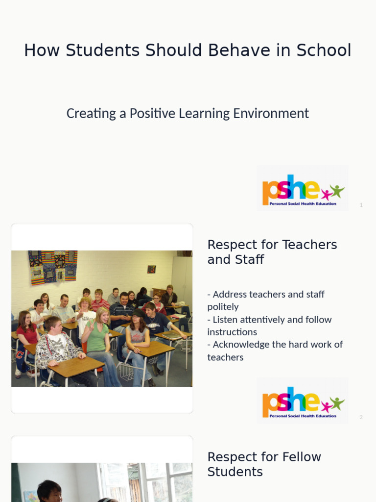 How Students Should Behave in School | PDF | Teachers | Learning