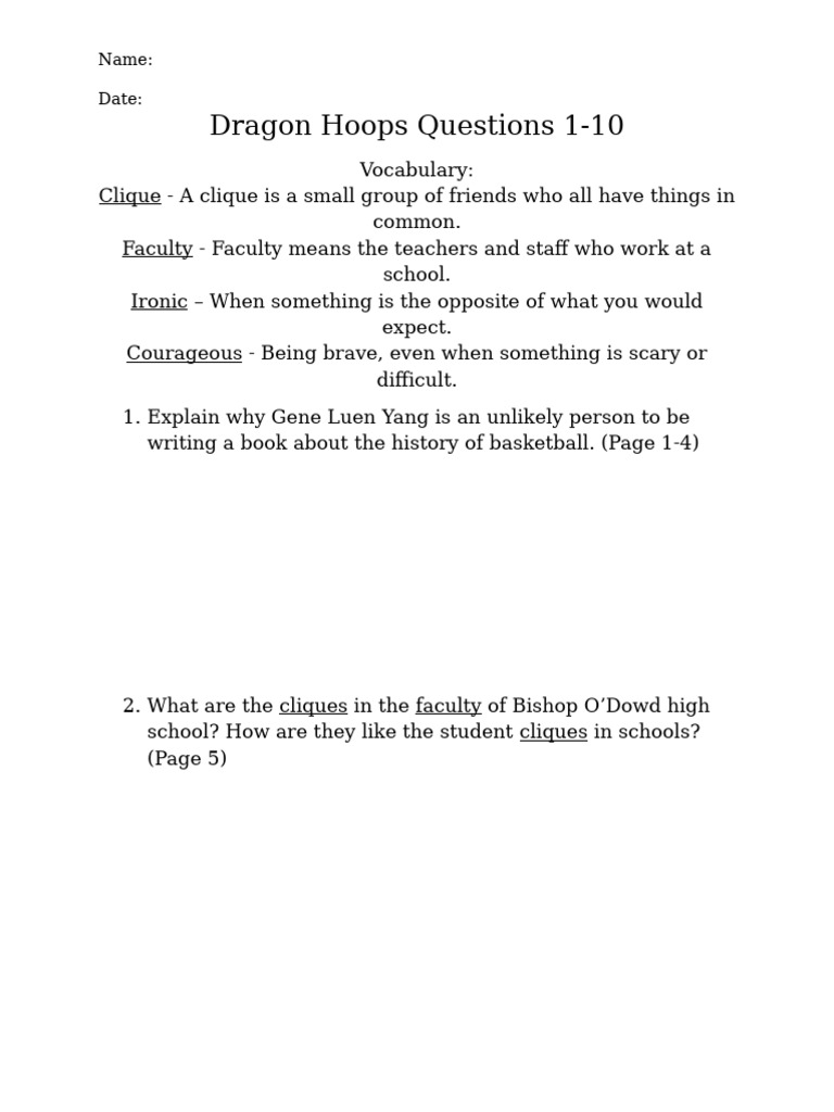 Dragon Hoops Questions 1 | PDF