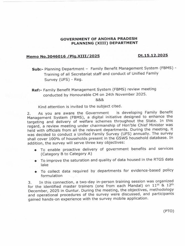 Family Benefit Management System (FBMS) - Training of All Secretariat ...
