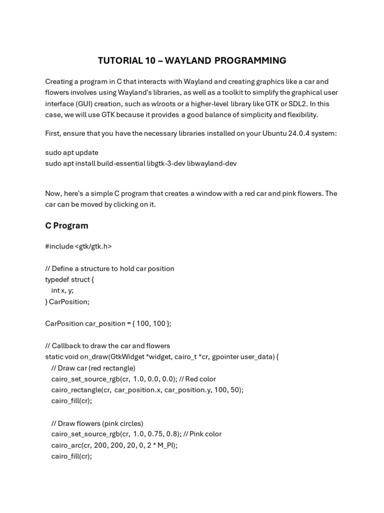 Wayland C Programming with GTK Tutorial | PDF | Software Development ...
