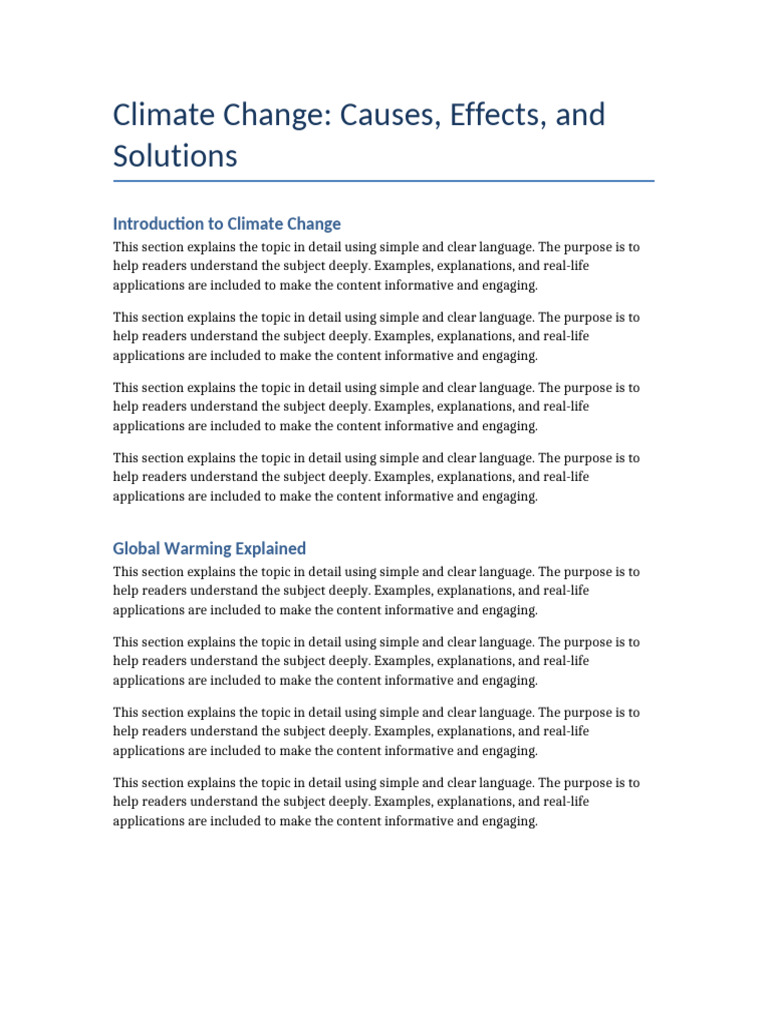 Climate Change Causes, Effects, and Solutions | PDF | Nature ...