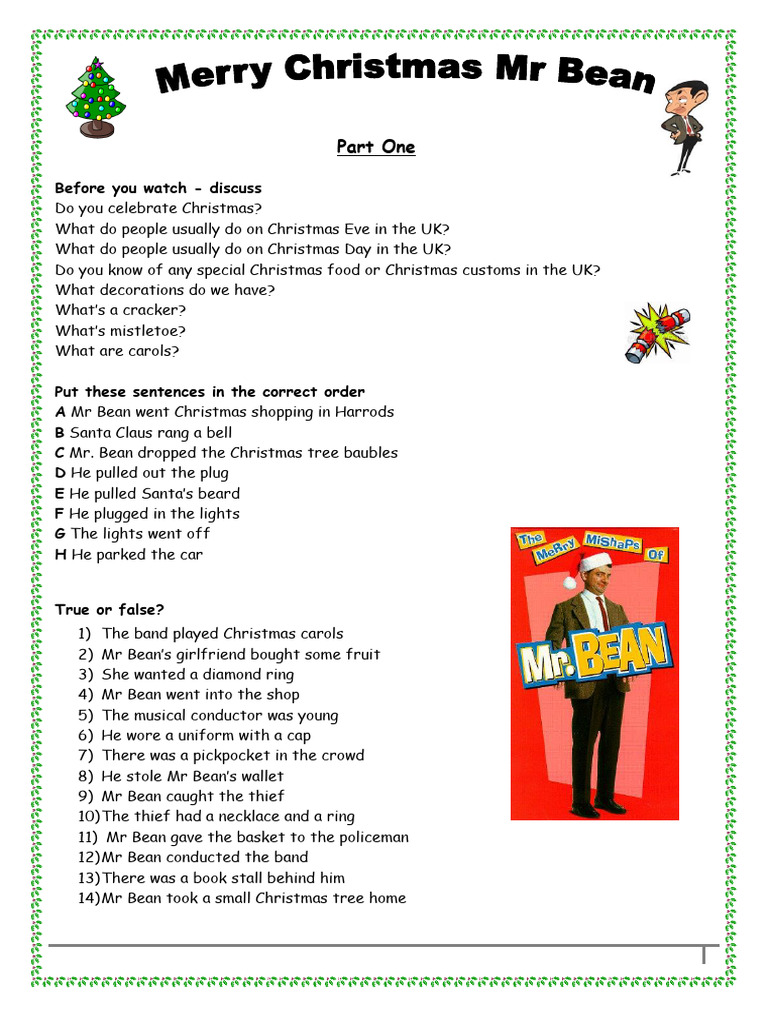 Mr. Bean Christmas Activities Guide | PDF | Christmas | December ...