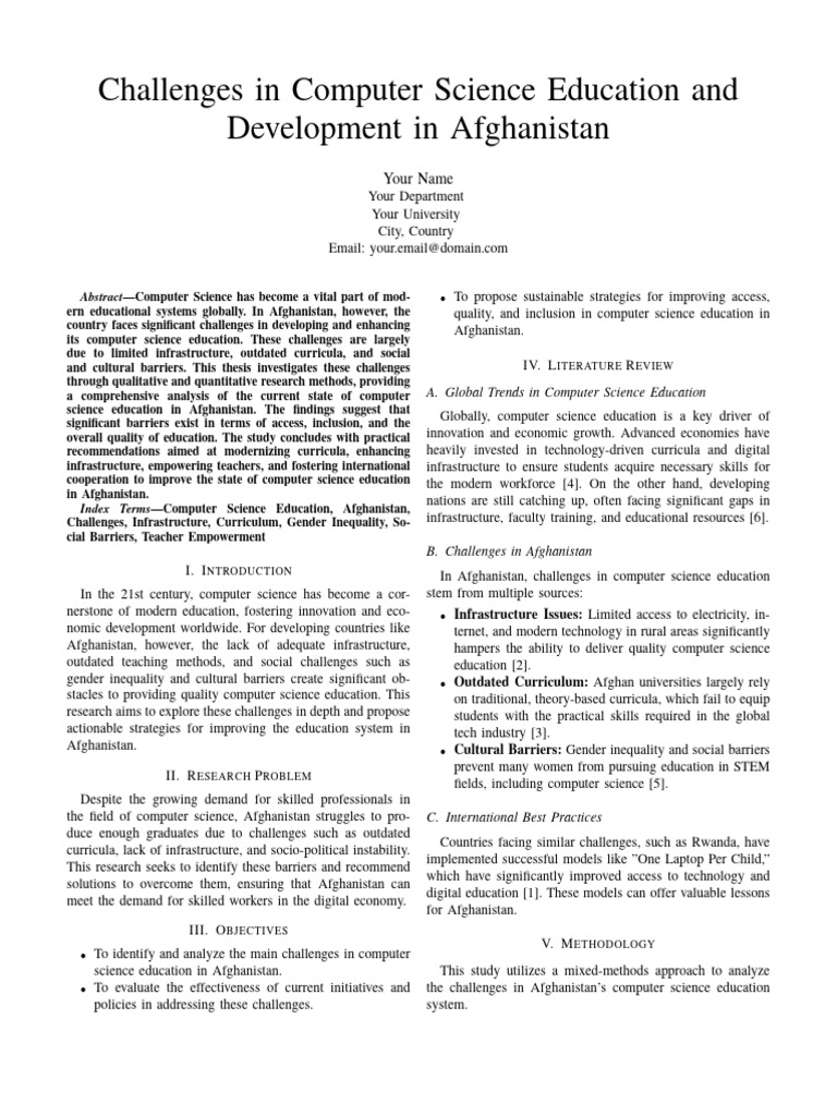 Challenges in Afghan Computer Science Education | PDF | Focus Group ...