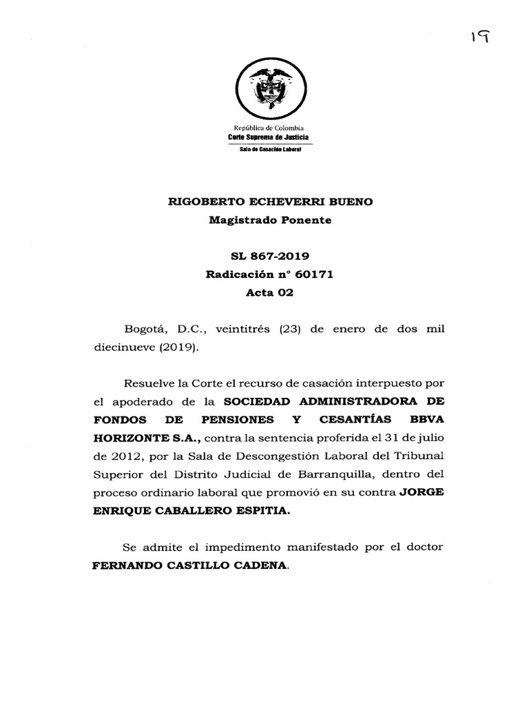 Sl867-2019 - Cesacion Del Estado de Invalidez | PDF