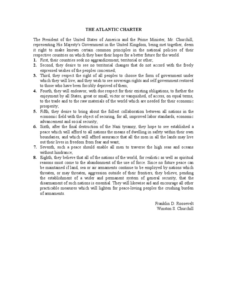 Principles of the Atlantic Charter | PDF