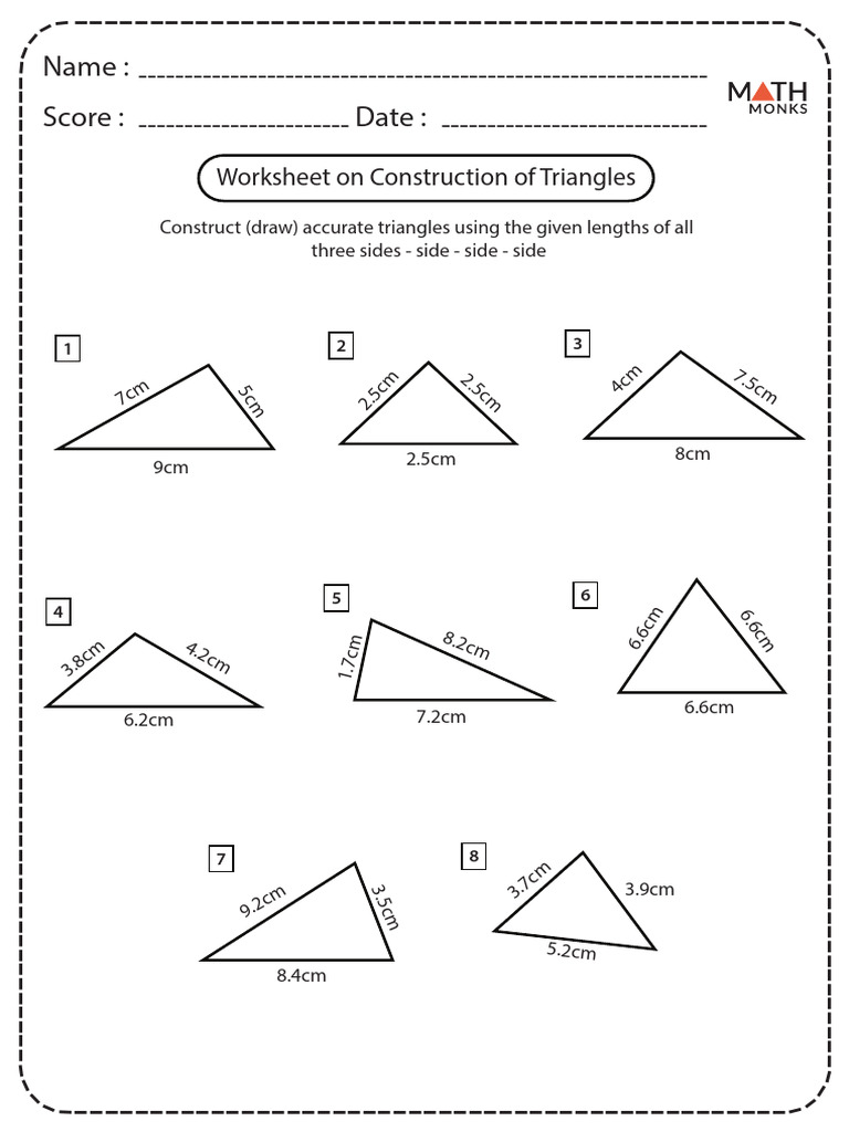 Constructing Triangles Worksheet | PDF