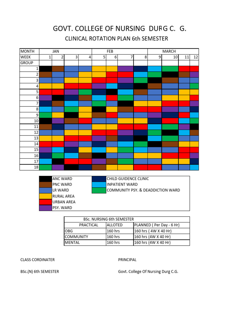 6th Semester Nursing Clinical Rotation Plan | PDF