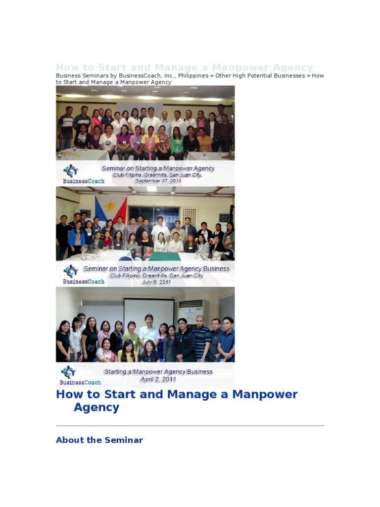 How To Start and Manage A Manpower Agency | Download Free PDF | Human ...