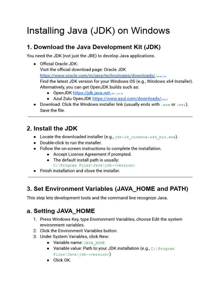 1.installing Java On Windows | PDF | Java (Programming Language) | Java ...