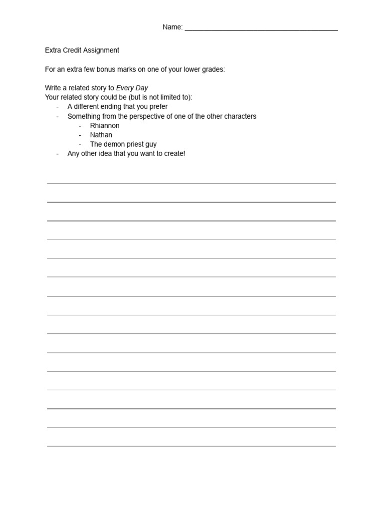 Extra Credit Assignment | PDF