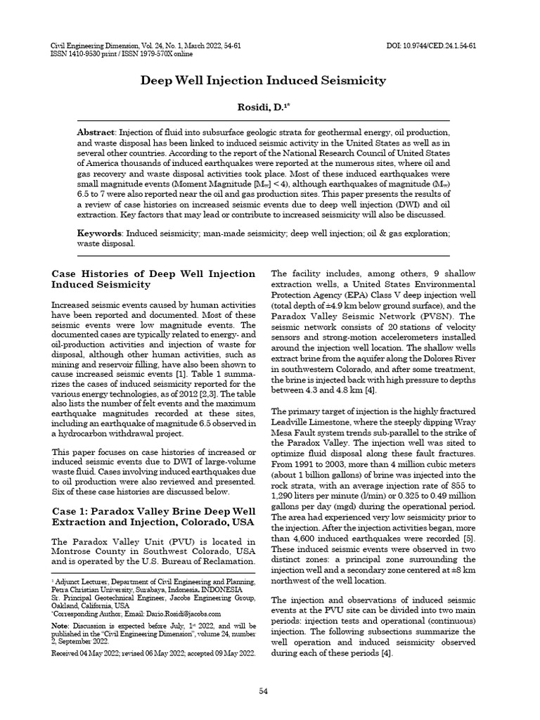 Deep Well Injection Induced Seismicity | PDF | Earthquakes | Natural ...