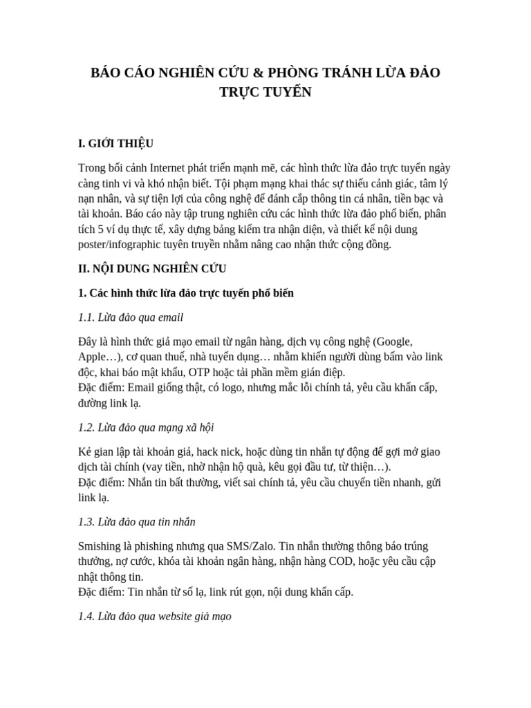 Bao Cao Lua Dao Truc Tuyen | PDF
