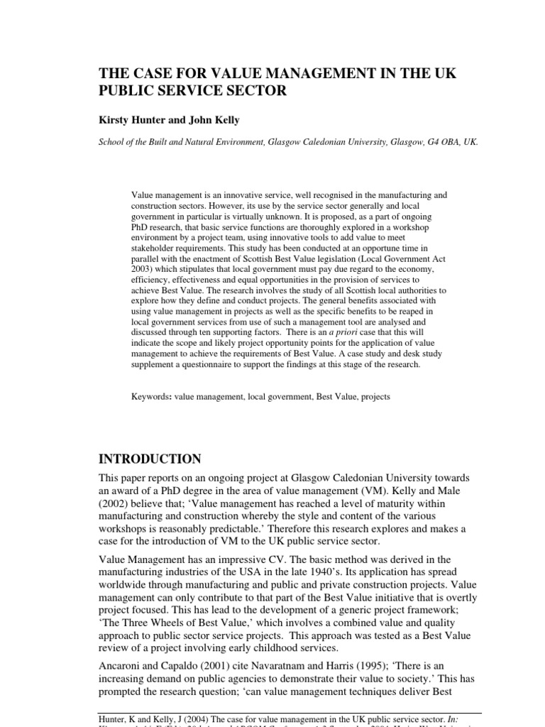 Exploring the Potential Application of Value Management Techniques to ...