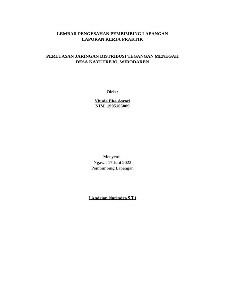 Ttd Lapangan_yhuda Eka | PDF