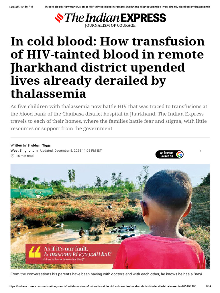In Cold Blood - How Transfusion of HIV-tainted Blood in Remote ...