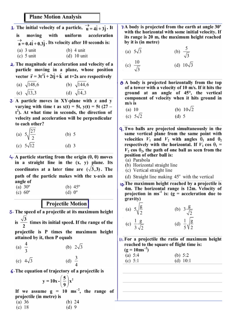 2D Motion (Oblique Projectile) 2 | PDF